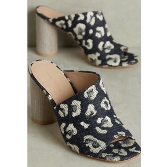 Anthropologie | Shoes | Nib Leopard Print Round Wooden Heeled Mule ...